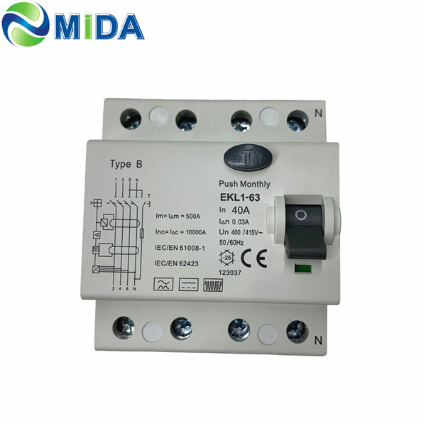 2P 4Pole 63A 500mA B Type RCD 10KA Type B RCCB for 22KW EV Wallbox